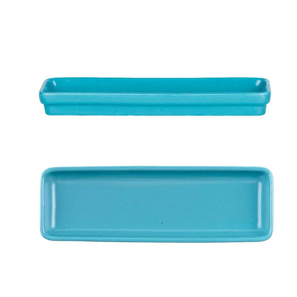 Amosfun Porcelain Platters Rectangular Serving Trays Porcelain Platter Snack Sushi Food Holder Storage Tray Dish for Parties (Blue)