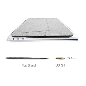 SenseAGE Flat Foldable Laptop Stand, Invisible Lightweight Laptop Stand, Anti-Slide and Portable Notebook Stand, Compatible with MacBook Air/MacBook Pro, Tablets and Laptops up to 15.4”, Denim Grey