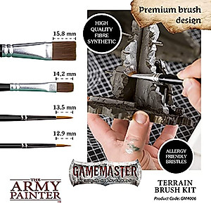 The Army Painter Gamemaster: Terrain Miniature Acrylic Paint Brush in Four Sizes- Terrain Detail Paint Brush, Fine Paint Brush, Model Paint Brush Set for Terrains & Tiles & Wargaming Terrain