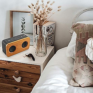 INSMY Retro Bluetooth Speaker, 20W Portable Wood Home Audio Super Bass Stereo with Subwoofer, Bluetooth 5.0 24H Playtime Support TF Card Aux Wireless Bookshelf Speaker for Party (Black)