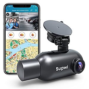 Supwi Dual Dash Cam with GPS and Wi-Fi, 1440P Front and Inside Discreet Car Camera for Uber with Infrared Night Vision, Super Capacitor, Dual Sony Sensors, Parking Monitoring