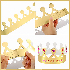 Paper Princess Prince Crowns for Kids Birthday Party Hats Gold for Boys Girls DIY Crown Supplies (Classic Style,34 Pieces)