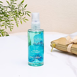 Vital Luxury Body Mist Set, Travel Size Spray Bottle, Long Lasting Perfume Gift Sets, Fragrance Mist for Men & Women, Cool White Musk, Pack Of 2, 3 Fl Oz Each