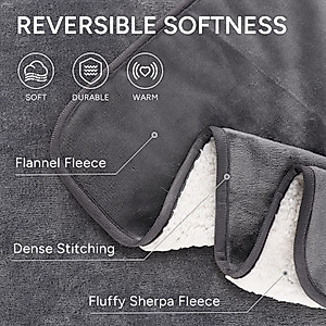 Walverdant Waterproof Dog Blanket for Large Dogs, Dog Bed Cover for Bed Couch Sofa, Liquid Pee Proof Pet Blanket Washable, Soft Reversible Sherpa Fleece Blanket Furniture Protector（Gray, 80"x 60"）