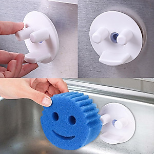 Tatibana Sponge Holder, 2 Pack Suction Sponge Organizer for Kitchen and Bathroom Sink Sponge Storage Smiley Face Sponge Holder Self Draining, Sponges Not Included