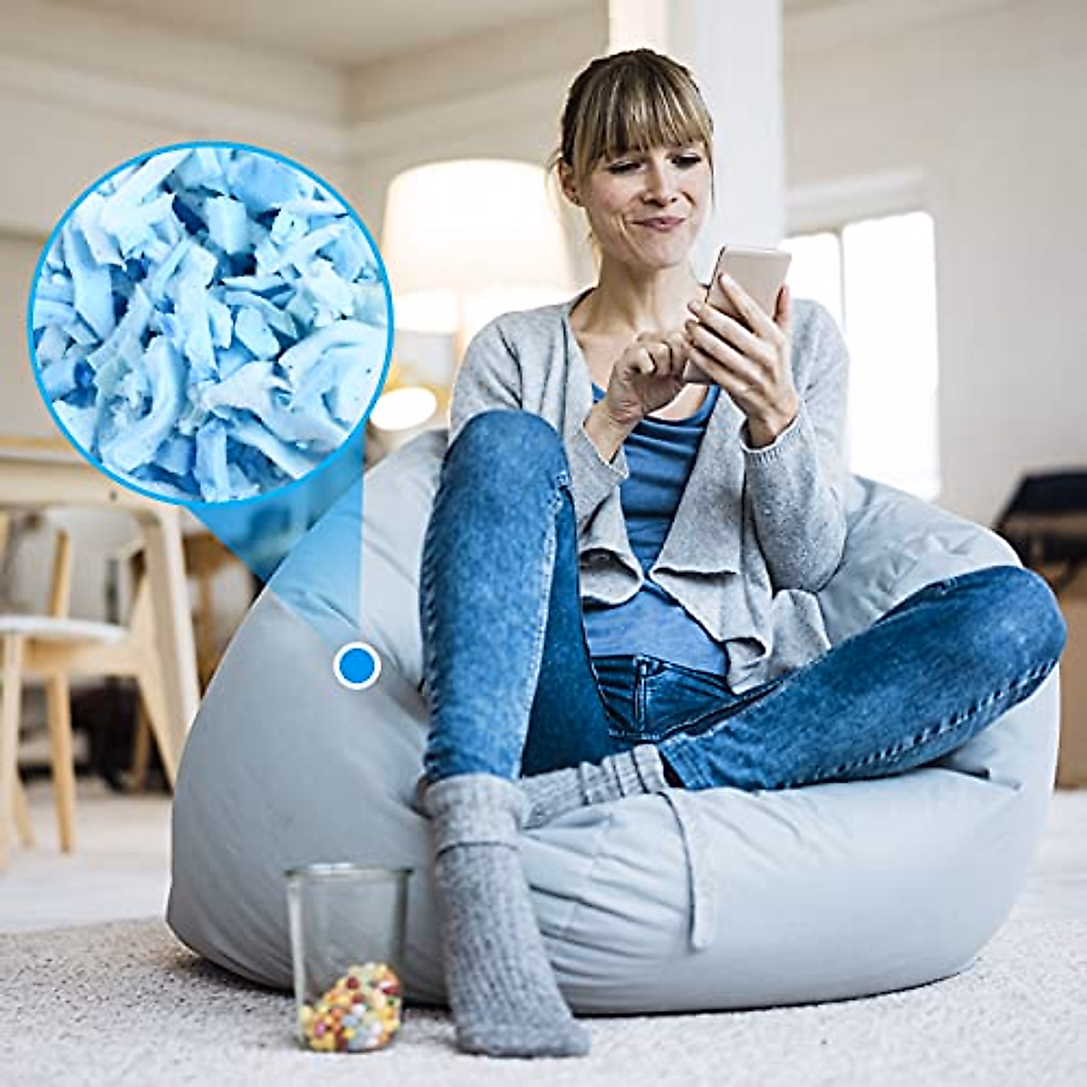 MorTime 5 lb Bean Bag Filler Shredded Memory Foam Fill for Bean Bags Pillows Chairs Crafts, Bean Bag Refill Replacement Fills, 14 L