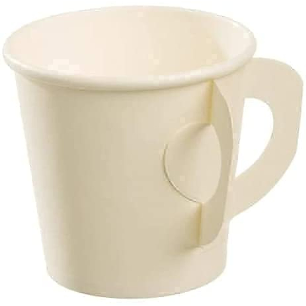 Kingzak Premium Espresso White Paper Cups with Handles - 4 oz (50 Pack) - Elegant, Eco-Friendly & Perfect for Creamy Coffee Moments