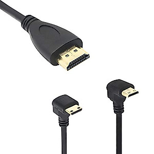 GINTOOYUN Mini HDMI to HDMI,Hdmi 90 Degree Up and Down 2pcs,Hdmi A Male to HDMI C Male -19.7IN