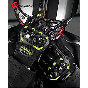 Riding Tribe Motorcycle Gloves for Men and Women, Full Finger Touchscreen Motorbike Gloves for BMX ATV MTB Riding,Road Racing,Cycling,Motocross (Red, X-Large)