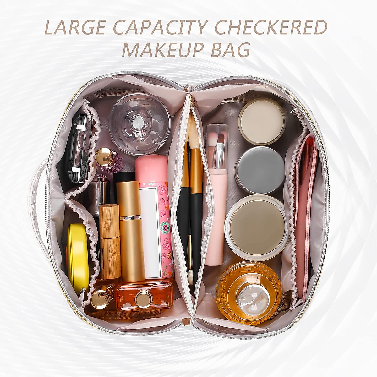 Ovenot Travel Cosmetic Bag - Multifunctional Makeup Bag for Easy Access, Waterproof, Large-capacity, with Handle and Divider