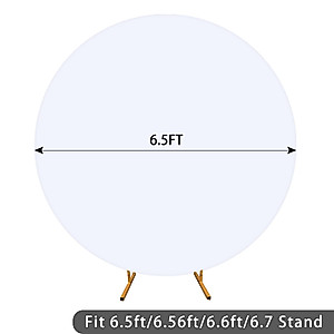 6.5ft White Round Backdrop Cover Suitable for 6.5ft 6.56ft 6.6ft Circle Stand, Pure White Spandex Wrinkle Free Birthday Party Wedding Photography Circle Backdrop Cover Arch Background