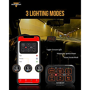 Auxbeam 6 Gang Switch Panel Bluetooth RGB AR-600 120Pcs 1" Larger DIY Decals for Car RV Camper Van Truck Marine Boat