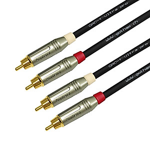 0.5 Foot RCA Cable Pair - Gotham GAC-1 Ultra Pro - Low-Cap (21pF/ft) Audio Interconnect Cable with Amphenol ACPR Die-Cast, Gold Plated RCA Connectors