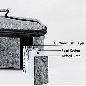 Inroserm Reusable Flat Lunch Bag with Aluminium Foil and Handle, Insulated Lunch Bag for Women, Men (Grey)