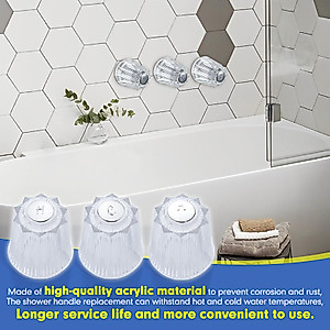 ZephyrJazz Bathtub and Shower 3 Piece Windsor Replacement Handles for Price Pfister Systems, 12 Point Broach,3 Piece Set of Hot, Cold, Diverter, Clear Acrylic