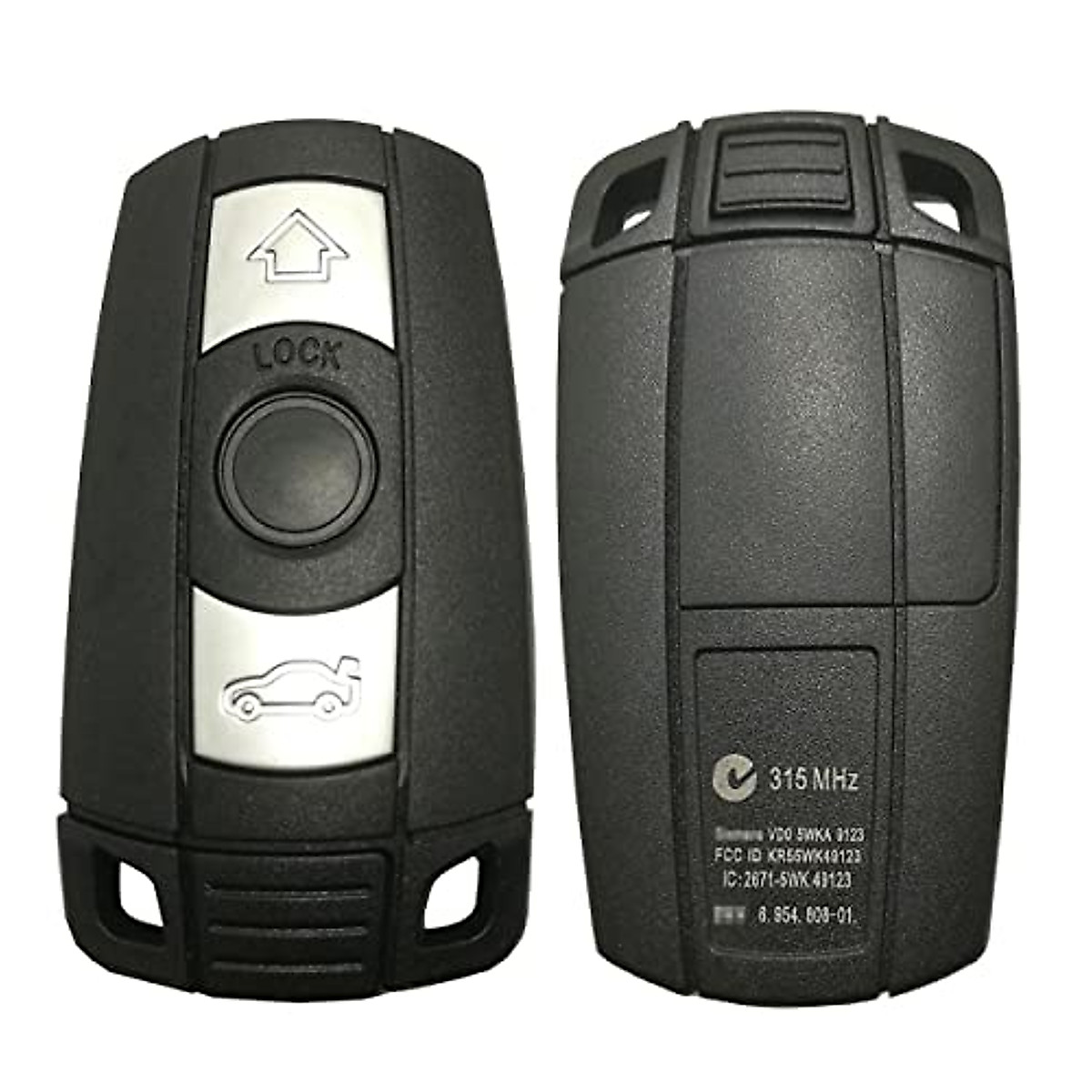 3 Buttons Keyless Remote Car Key Fob Fit for BMW 3 5 Series X5 X6 315MHz KR55WK49127 KR55WK49123 (Black)