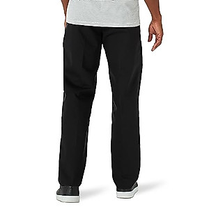 Lee Men's Total Freedom Stretch Relaxed Fit Flat Front Pant, Black, 40W x 29L