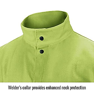 BLACK STALLION 9 oz. FR Cotton Welding Coat - 30" Lime Green FL9-30C - XL