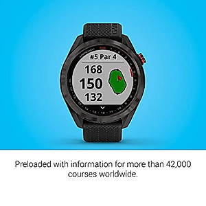 Garmin Approach S42, GPS Golf Smartwatch, Lightweight with 1.2" Touchscreen, 42k+ Preloaded Courses, Gunmetal Ceramic Bezel and Black Silicone Band, 010-02572-10 (Renewed)