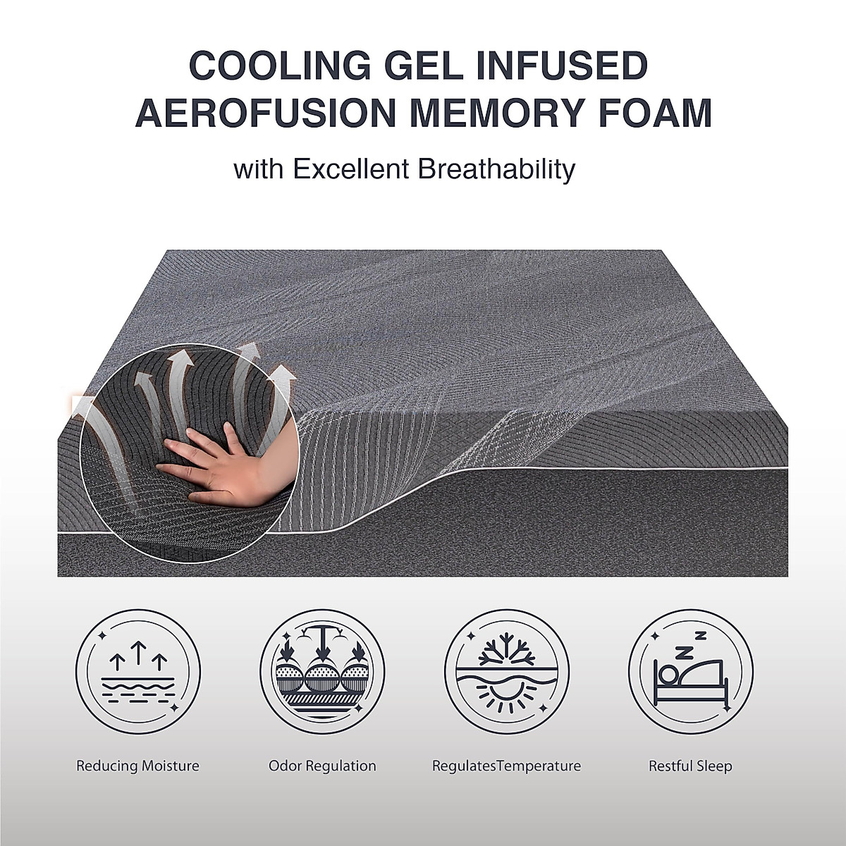 Dyonery Queen Mattress 14 Inch Charcoal Memory Foam Mattress in a Box, CertiPUR-US Certified, Fiberglass Free, Cooling Gel Double Mattress, Made in USA, 80" × 60" × 14", Medium