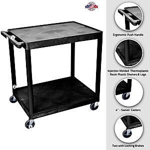 Luxor 2 Shelf Utility Cart Black - Small - HE38-B