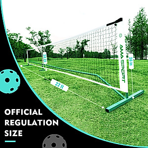 AMA SPORT Portable Pickleball Net System Regulation Size Net 22FT for Indoor and Outdoor-Designed for All Weather Conditions-Powder Coated Steel Post-600D Driveway Bag