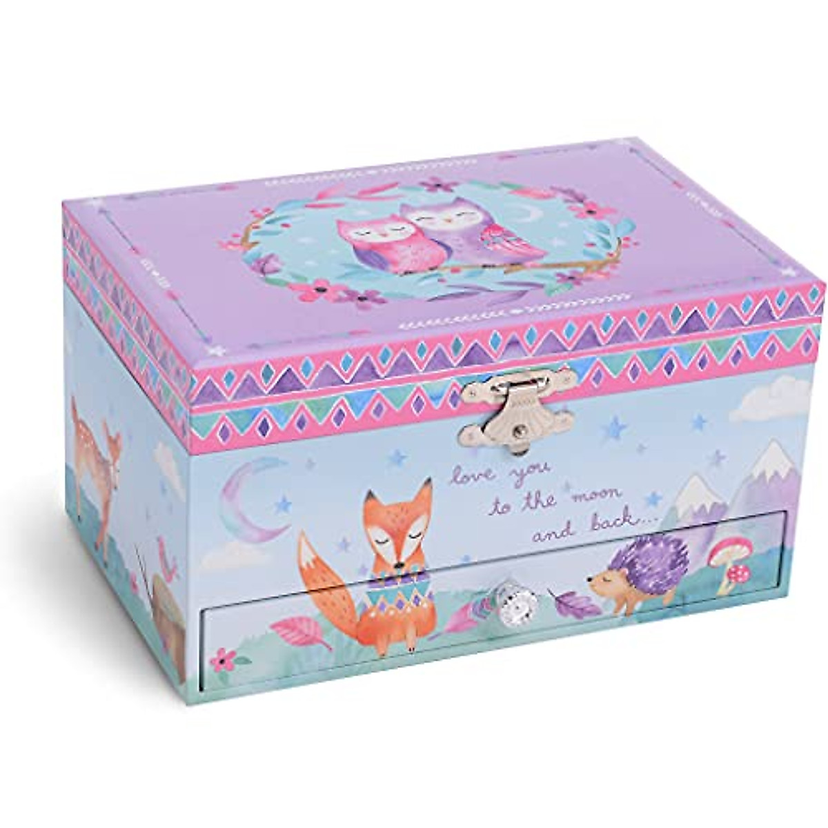 Jewelkeeper Girl's Musical Jewelry Storage Box Pullout Drawer, Woodland Owls Design, Twinkle Twinkle Little Star Tune