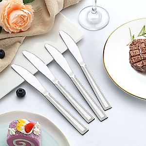 Gymdin 24-Piece Dinner Knives Set, 8.1" Square Handle Knives Set, Butter Knife, Food Grade Stainless Steel Table Knife, Dishwasher Safe & Mirror Polished, Knives Silverware for Home/Restaurant/Kitchen