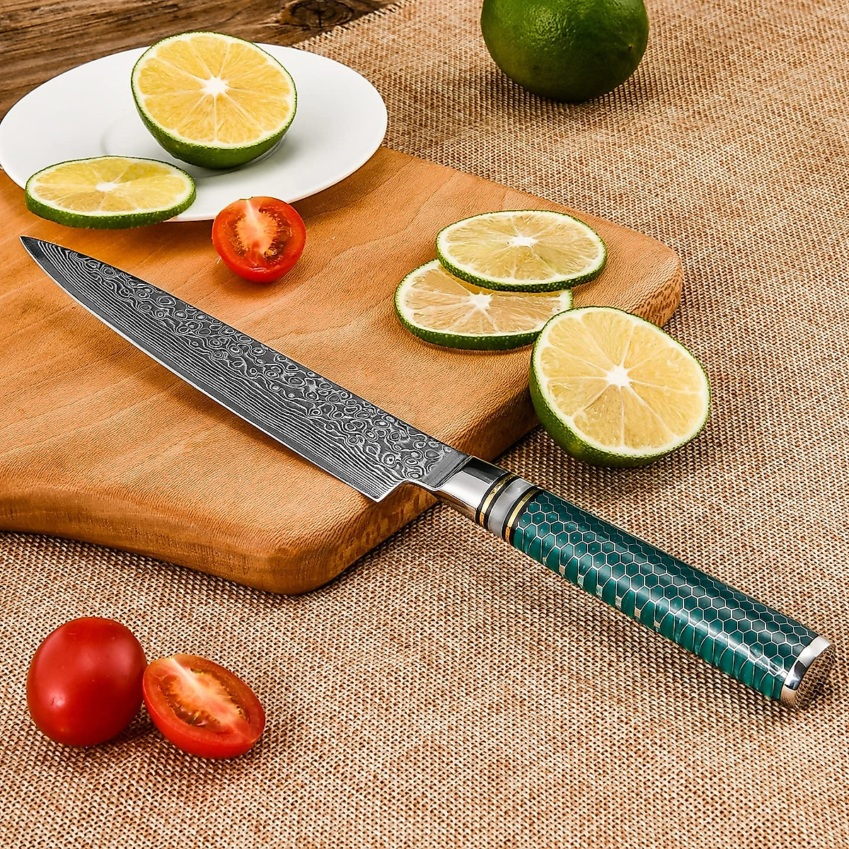 Utility Paring Knife 6 Inch Damascus Chefs Knife Utility Kitchen Knife Japanese VG10 Kitchen Paring Knives 67-Layer High Carbon Stainless Steel Knife Fruit Knife Christmas Gift