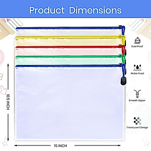 Omnifense 20pcs File Document Pouch B4 Letter Size, Versatile Mesh Plastic Zipper Bag for Office Supplies, School Stationery, Travel Organization, and Toy Storage, Waterproof Materials