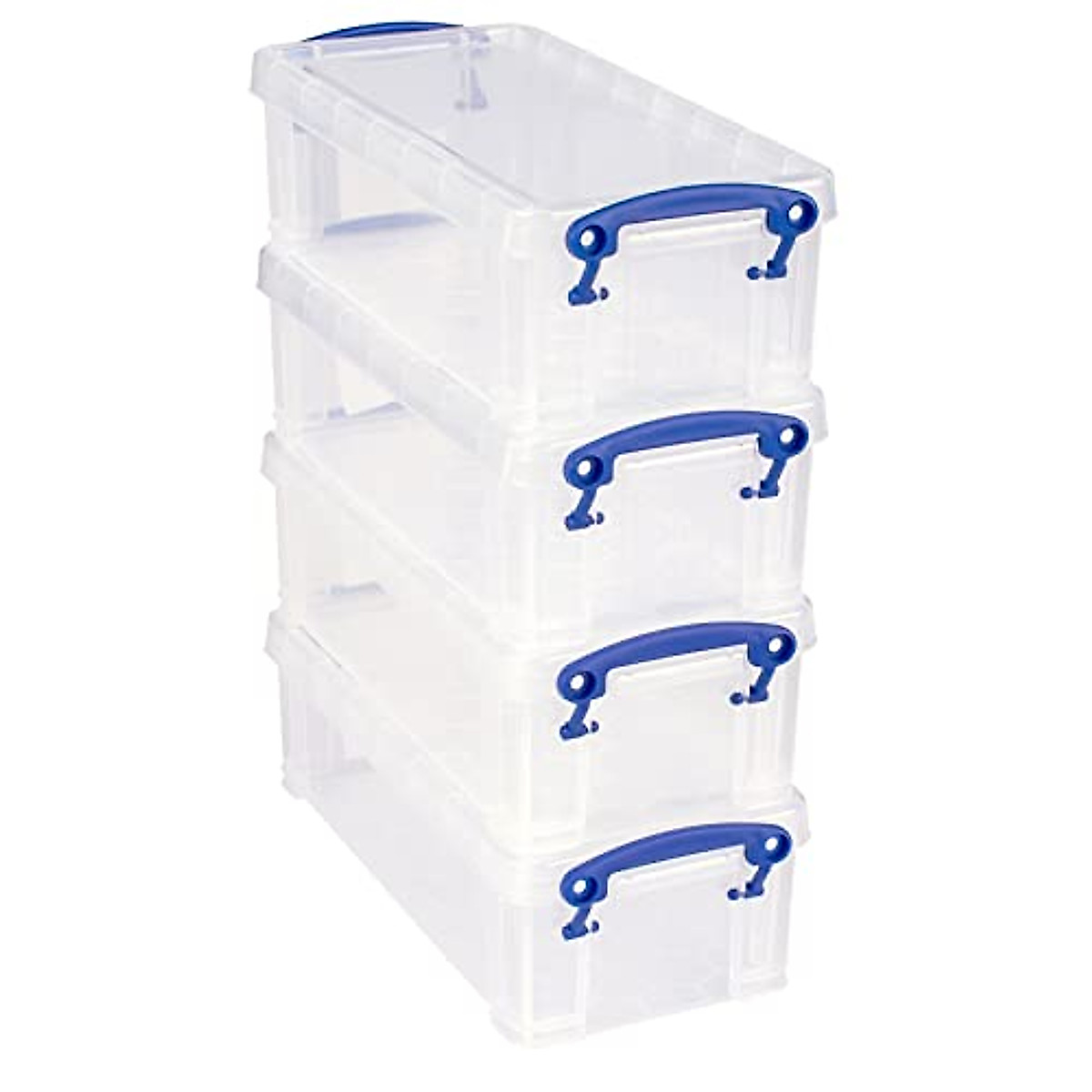 Really Useful Plastic Storage Box 0.9 Litre Clear (Pack of 4)
