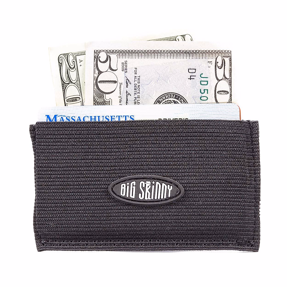 Big Skinny Mini Stretch Card Slim Wallet, Holds Up to 10 Cards, Black