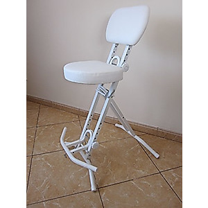LIBEDOR High Stool Chair sit Stand Bench Standing aid Adjustable seat and backrest Adjustable Height Ergonomic seat is 2.2 inches Thick White Color