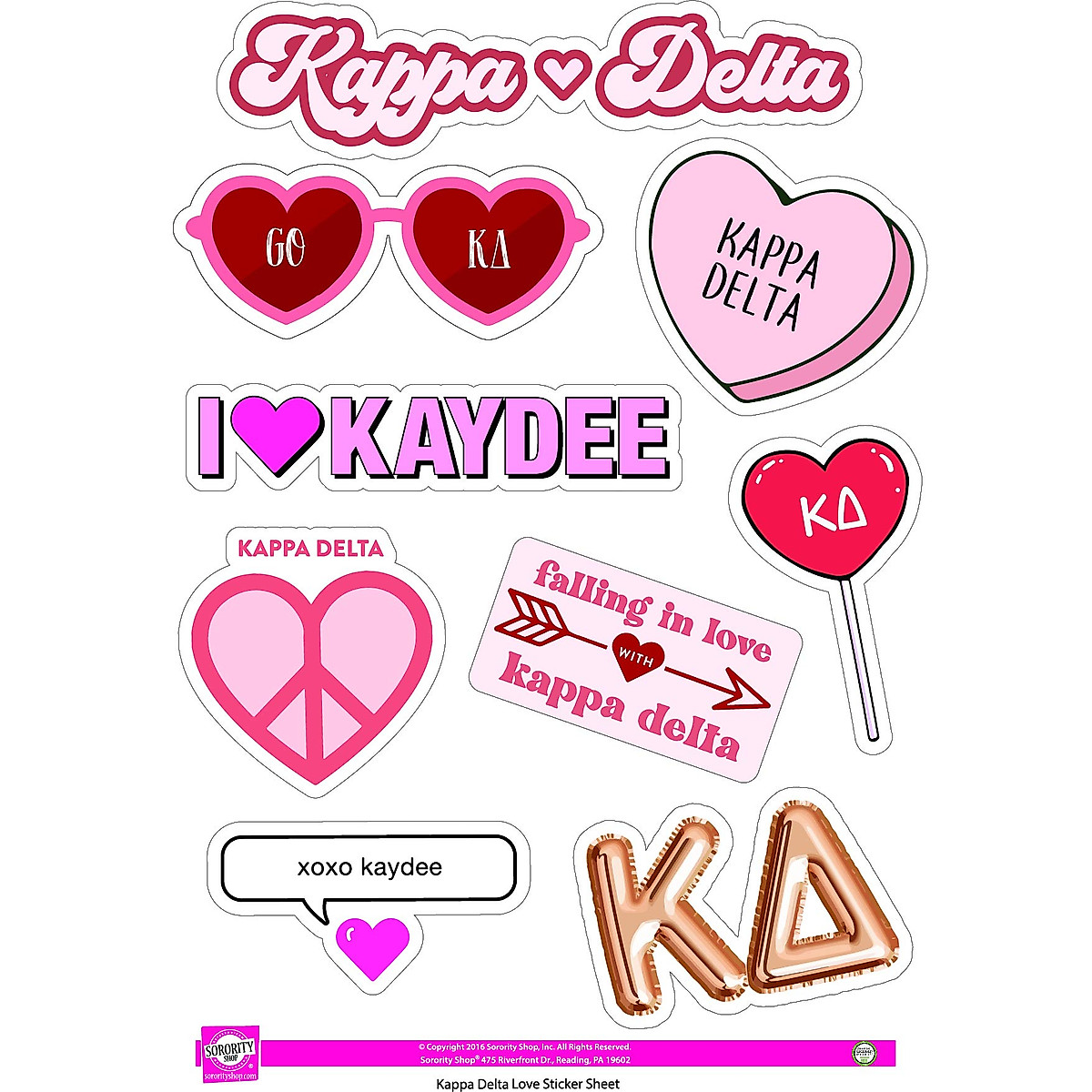 Kappa Delta - Sticker Sheet - Love Theme