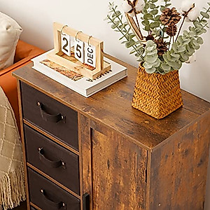 usikey Storage Cabinet with 4 Removable Drawers and 1 Door, Accent Floor Cabinet with Adjustable Shelves, Cupboard for Living Room, Bedroom, Rustic Brown