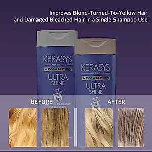 Kerasys Advanced Keratin Ceramide Ampoule Clinic for Blonde Hair Ultra Shine Purple 6.7 fl oz / 200 ml (Shampoo + Conditioner Set)