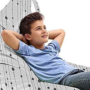 Ambesonne Muted Colors Lounger Chair Bag, Contemporary Big and Little Circles on Vertical Stripes Polka Design, High Capacity Storage with Handle Container, Lounger Size, Grey and Coconut