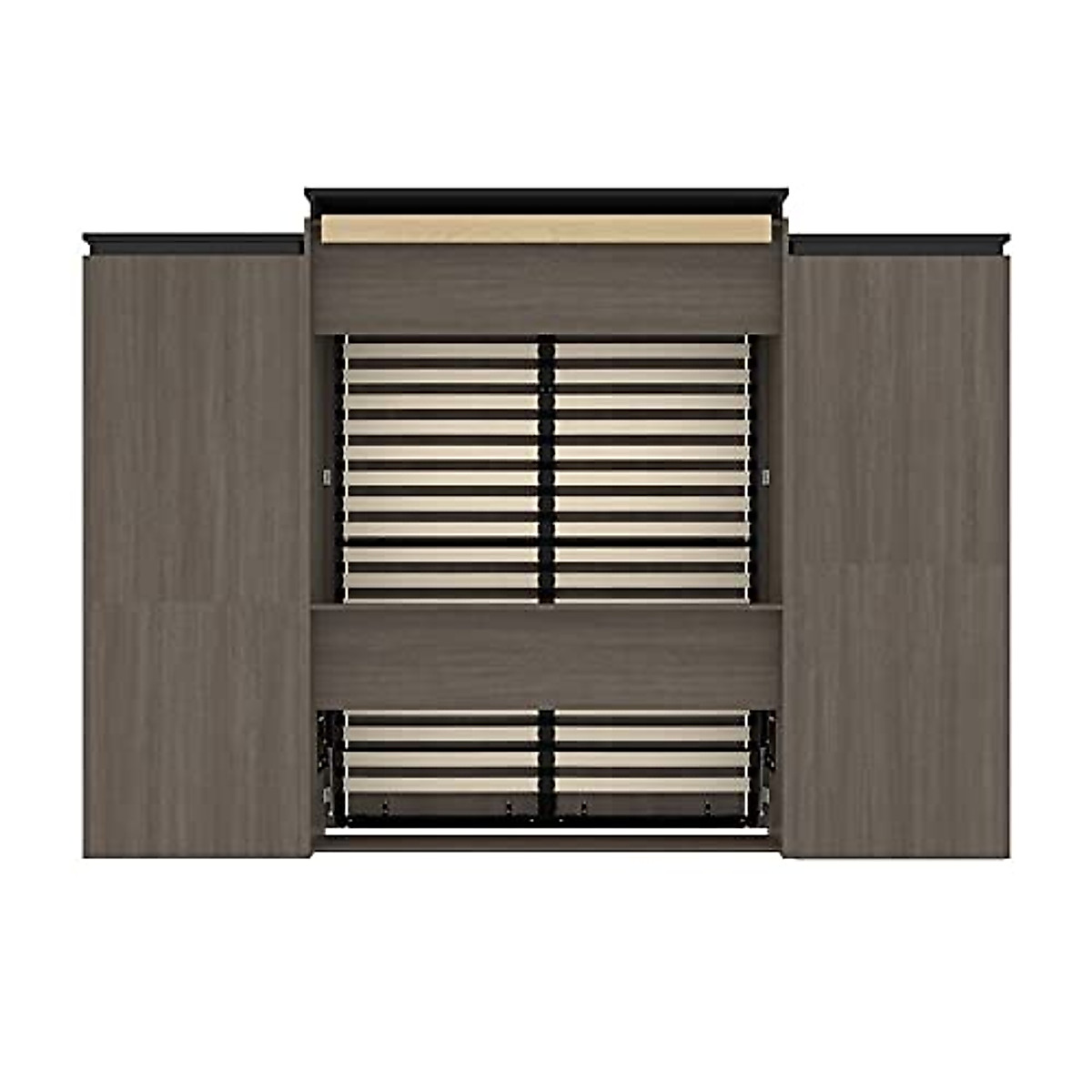Atlin Designs 124" Modern Wood Queen Murphy Bed and Storage with Drawers in Gray