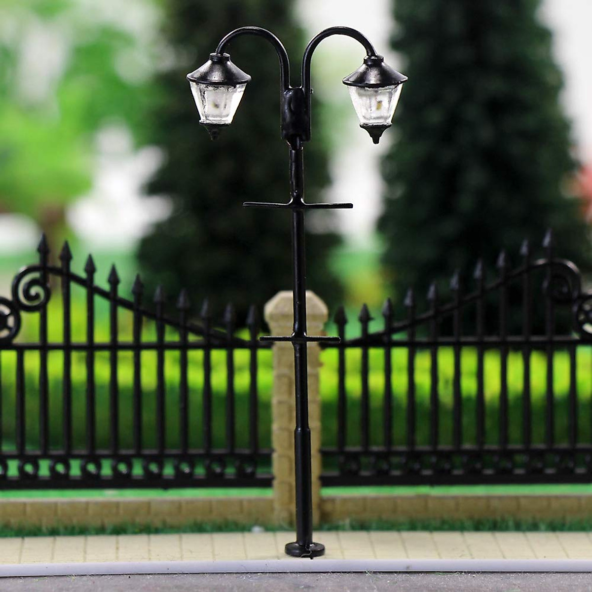 LYM59 5pcs Model Railway Street Lgiht Lamppost Lamp HO Scale 65mm or 2.56inch Two-Heads LEDs