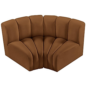 Meridian Furniture 103Saddle-S2B Arc Collection Modern | Contemporary Modular Sofa with Soft Saddle Velvet, Deep Channel Tufting, Modular Design, 60 W x 33 D x 30 H, Saddle