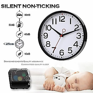 QWANPET Wall Clock,9 Inch Modern Wall Clocks,Quality Quartz Silent Non Ticking Wall Clock, Decor Wall Clocks for Office, Home, Bathroom, Kitchen, Bedroom, School, Living Room(Black)