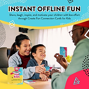 CreateFun Connection Cards for Kids - 101 Family Conversation Starters for a Deeper Connection - Engaging and Fun Conversation Cards for Ages 3 and Up to Help Improve Self-Confidence and Family Bond
