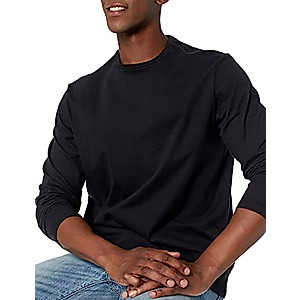 Amazon Essentials Men's Regular-Fit Crewneck T-Shirts, Long-Sleeve, Black, Size Large, No Pocket