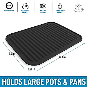 Zulay 2 Pack (9"x12") Silicone Trivets for Hot Pots and Pans - Multi-Purpose & Versatile Trivet Mat - Heat Resistant Silicone Trivet - Durable & Flexible Hot Pads for Kitchen Counter - Black