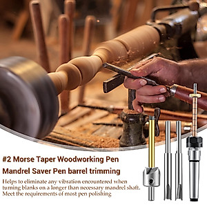 Tondiamo Pen Making Kit Pen Turning Mandrel and Pen Barrel Trimming Set Wood Turning Mandrel #2 Morse Taper Shank with 7mm Drill Bit Mill Cutter Head for Pen Making Woodworking Lathe Accessory, 9 pcs