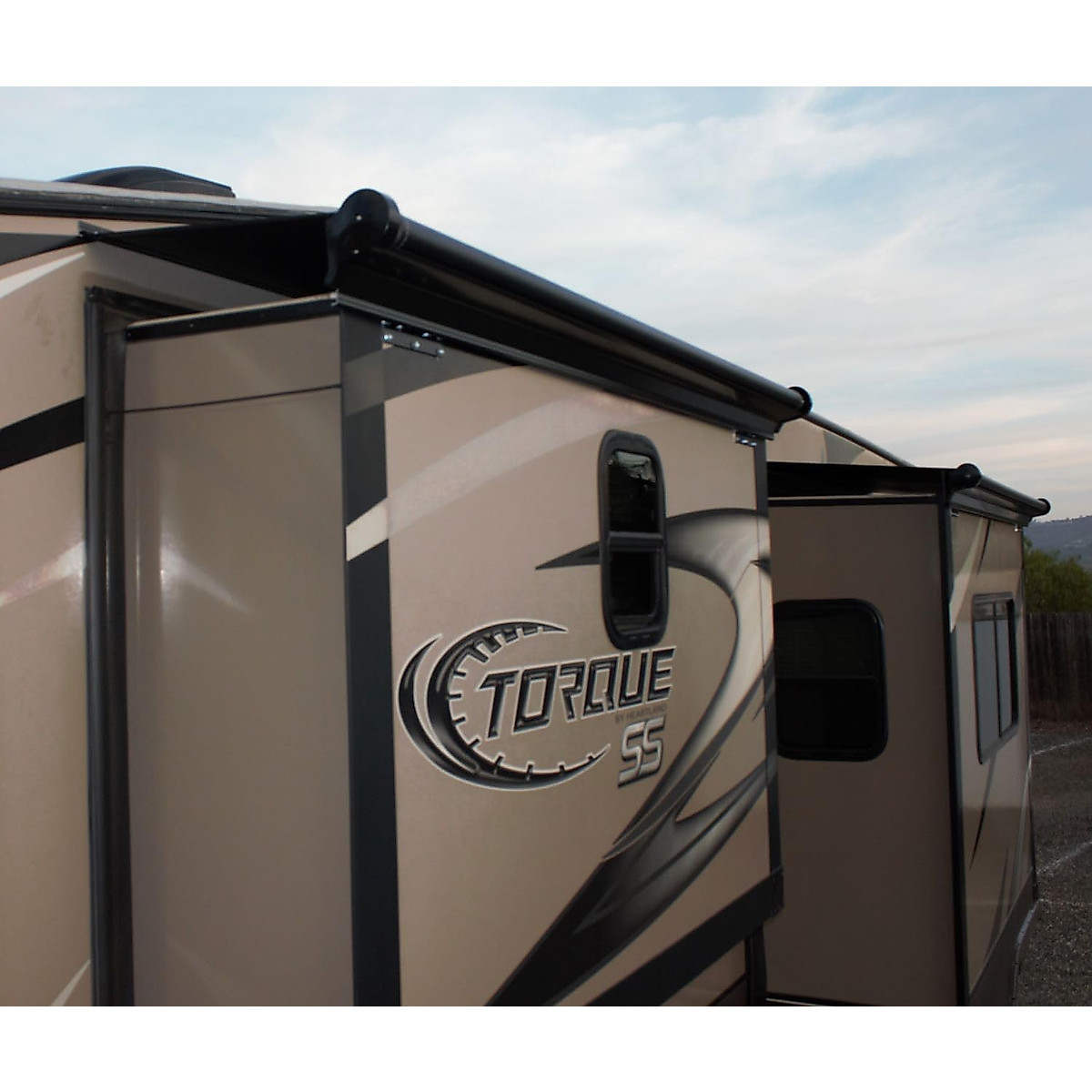 The ShadePro RV Slideout Topper - 140" to 163" Trim to Fit Slide Out Awning Fabric Replacement for RVs and Campers - Ultra-Durable Vinyl Fabric (Black)