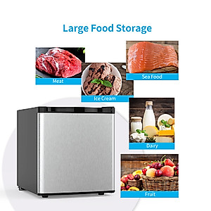 Upright Freezer Compact, Single Door, Reversible Stainless Steel Door, Adjustable Removable (Silver, 1.1 Cu. Ft.) sliver (1022003800)