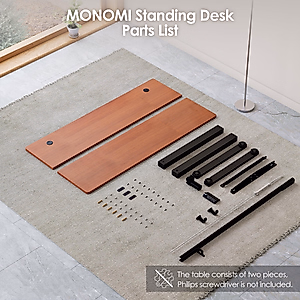 Monomi Electric Standing Desk, 55x24 Inches Adjustable Height Desk, Home Office Sit Stand Up Desk (Black Frame/Cherry Top)