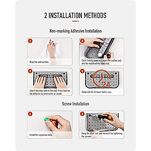 Baffect Hanging Shoe Organizer 4 pieces,Shoe Holder Foldable Wall Mounted Shoe Rack Hanging Shelf for Shoes Storage Rack Wall Shelf for Shoes (Gray)