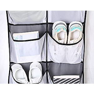 JULEVTOYR Over The Door Shoe Organizer, 12 Extra Large Mesh Breathable Pockets Hanging Shoe holder,Closet Organizers and Storage Hanging,Over The Door Shoe Boots Rack with 4 Hooks